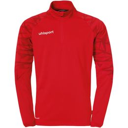 Trainingspullover Uhlsport "1/4 ZIP TOP GOAL 25 1/4 ZIP TOP Kids", M&auml;dchen, Gr. 128, rot (rot, wei&szlig;), Obermaterial: 88% Polyester Pol. recyc.. 12% Elasthan EL., Pullover