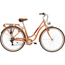 Cityrad KROSS "Citybike Damen 28" Sentio Classic braun 7 G&auml;nge mit Beleuchtung 2026" Gr. 43, orange (braun, braun), Fahrr&auml;der, Damen, 43cm, 28 Zoll (71,12cm) hinten: 28 Zoll (71,12cm), Rahmen aus Aluminium Performance