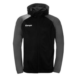 Trainingsjacke Kempa "Kapuzenjacke Ambition 28 Kids", M&auml;dchen, Gr. 116, schwarz, anthra, Obermaterial: 100% Polyester Pol. recyc.., Jacken Trainingsjacke