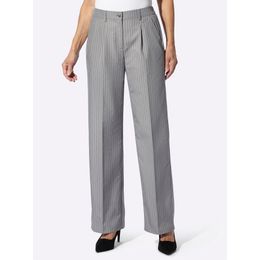 Webhose Classic Basics, Damen, Gr. 19, Kurzgr&ouml;&szlig;en, grau, ecru, gestreift, 100% Polyester, gemustert, gestreift, Hosen