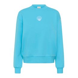 Strickpullover Kaffe "Sweatshirt KAlilje", Damen, Gr. L, blau (aquarius), Obermaterial: 65% Baumwolle CO. 35% Polyester PES., Pullover Strickpullover