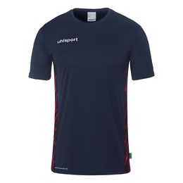 Trainingsshirt Uhlsport "Trainings-T-Shirt Progressive 28 Poly Kids", M&auml;dchen, Gr. 116, blau (marine, rot), Obermaterial: 100% Polyester Pol. recyc.., Shirts
