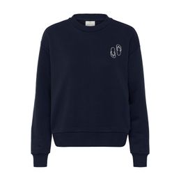 Strickpullover Kaffe "Sweatshirt KAlilje", Damen, Gr. L, blau (midnight marine), Obermaterial: 65% Baumwolle CO. 35% Polyester PES., Pullover Strickpullover