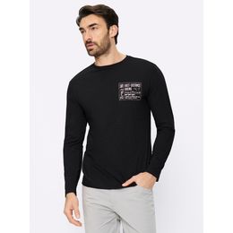 Langarmshirt Catamaran "Langarm-Shirt", Herren, Gr. 64/66, schwarz, bedruckt, 100% Baumwolle, bedruckt, gemustert, unifarben, Rundhals, Shirts Langarmshirt