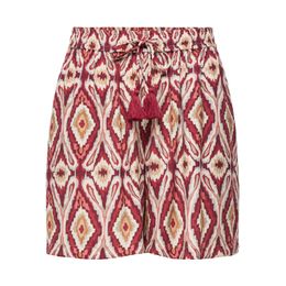 Shorts Only "ONLMIKASI STRING DETAIL SHORTS WVN", Damen, Gr. L (40), N-Gr, brick rot aop:abstract squares, Web, Obermaterial: 80% Viskose, 20% Nylon, bedruckt, kurz, Hosen Shorts, Viskosemischung, Bindeverschluss
