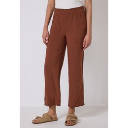 Culotte STREET ONE STUDIO, Damen, Gr. 42, L&auml;nge 28, braun (sienna braun), Stoff, 100% Viskose, unifarben, loose fit kn&ouml;chellang, Hosen Culotte, High Waist