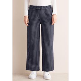 Stoffhose Cecil, Damen, Gr. XL, L&auml;nge 28, universal blau, Stoff, 79% Polyester, 16% Viskose, 5% Elasthan, gestreift, loose fit lang, Hosen Stoffhose, im Loose Fit