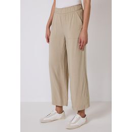 Culotte STREET ONE STUDIO, Damen, Gr. 42, L&auml;nge 28, grau (sandshell beige), Stoff, 100% Viskose, unifarben, loose fit kn&ouml;chellang, Hosen Culotte, High Waist