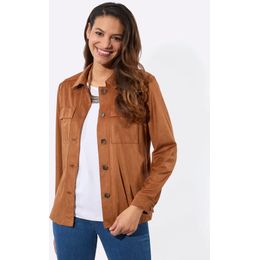 Lederimitat-Blazer Casual Looks "Lederimitat-Blazer", Damen, Gr. 40, cognac, 90% Polyester, 10% Elasthan, Blazer