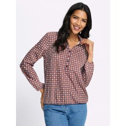 Schlupfbluse Classic Basics, Damen, Gr. 44, rotbraun, papaya, bedruckt, 100% Polyester, bedruckt, ethno, gemustert, mehrfarbig, Blusen Schlupfbluse