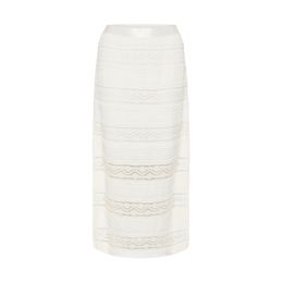 Midirock Kaffe "Rock KAanne", Damen, Gr. L, wei&szlig; (chalk), Obermaterial: 55% Baumwolle CO. 42% Nylon NY. 3% Elasthan EL., R&ouml;cke