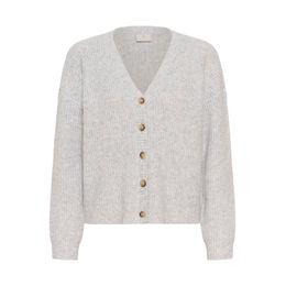 Strickjacke Kaffe "Strickjacke KAfiorella", Damen, Gr. XL, grau (light grau melange), Obermaterial: 50% Polyester Pol. recyc.. 29% Nylon NY. 15% Polyester PES. 6% Wolle mw., Strickjacken Strickjacke