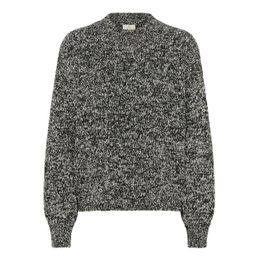Strickpullover Kaffe "Strickpullover KAesme", Damen, Gr. L, schwarz (schwarz chalk knit), Obermaterial: 70% Baumwolle CO. 18% Polyacryl PAN. 12% Polyester PES., Pullover Strickpullover