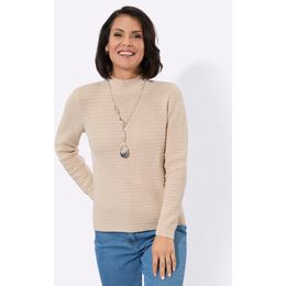 Stehkragenpullover Casual Looks "Stehkragen-Pullover", Damen, Gr. 36, elfenbein, 100% Baumwolle, unifarben, Pullover Stehkragenpullover