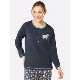 Pyjamaoberteil Comtessa "Schlafanzug-Shirt", Damen, Gr. 36/38, grau, meliert, rot, 100% Baumwolle, bedruckt, gemustert, unifarben, Shirts