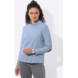 Stehkragenshirt Inspirationen "Stehkragen-Shirt", Damen, Gr. 52, bleu, 95% Baumwolle, 5% Elasthan, unifarben, Shirts Stehkragenshirt