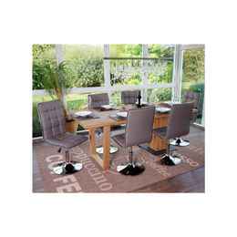 6er-Set Esszimmerstuhl MCW-C41, Stuhl K&uuml;chenstuhl, h&ouml;henverstellbar drehbar, Kunstleder MVG-zertifiziert ~ taupe-grau