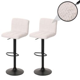 2er-Set Barhocker MCW-G87, Tresenhocker Barstuhl, h&ouml;henverstellbar drehbar, Stoff Boucle (450g/m&sup2;) MVG ~ creme-wei&szlig;