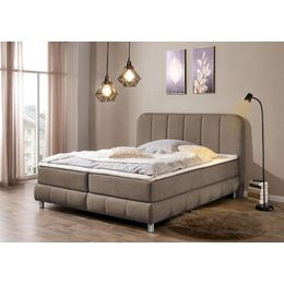 Boxbett Home Affaire "Abtenau inkl. Topper", hellbraun, B:167cm L:207cm, Komplettbetten, Boxbett, inkl. Topper