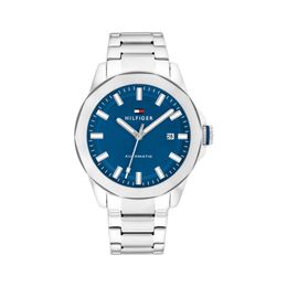 Automatikuhr Tommy Hilfiger "LARS", silberfarben, blau, Armbanduhren, Herren, Automatikuhr, Armbanduhr, Herrenuhr, Mechanische Uhr, Edelstahlarmband, analog, Tag