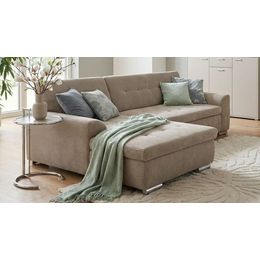 Ecksofa DOMO collection "TREVISO viele Bez&uuml;ge, auch in Cord, L-Form, 267x178 cm", braun (schlamm), B:267cm H:83cm T:178cm, 100% Polyester, Sofas, Ecksofa, wahlw. mit Bettfunktion, inkl. Zierkissen, Unser Dauertiefpreis