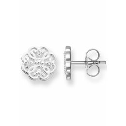 Paar Ohrstecker Thomas Sabo "Kleeblatt-Design", silber (silberfarben, wei&szlig;, wei&szlig;), Ohrringe, Damen, Silber 925 (recycelt), mit Zirkonia
