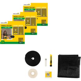 Fliegengitter-Gewebe Schellenberg "Simply Open aufrollbar f&uuml;r Fenster, 3-er Pack", grau (rahmen: grau gewebe: anthrazit), B:130cm H:150cm, Insektenschutzgitter, Klebe-Klett-Montage, 130 x 150 cm, anthrazit