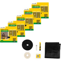 Fliegengitter-Gewebe Schellenberg "Simply Open aufrollbar f&uuml;r Fenster, 3-er Pack", grau (rahmen: grau gewebe: anthrazit), B:130cm H:150cm, Insektenschutzgitter, Klebe-Klett-Montage, 130 x 150 cm, anthrazit