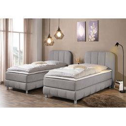 Boxbett Home Affaire "Abtenau inkl. Topper", grau, B:107cm L:207cm, Komplettbetten, Boxbett, inkl. Topper