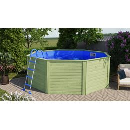 Achteckpool Karibu "0X L 324 x B 324 x H 121 cm", braun, B:324cm H:121cm L:324cm &Oslash;:347cm, Schwimmbecken, kesseldruckimpr&auml;gniert, Made in Germany