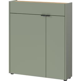 Schuhschrank Germania "Ameca", gr&uuml;n (taupegr&uuml;n, navarra, eiche, nachbildung), B:83cm H:99cm T:22cm, Holzwerkstoff, Schr&auml;nke, Schuhschrank, mit geringer Tiefe - ideal f&uuml;r schmale Flure, Breite 83 cm