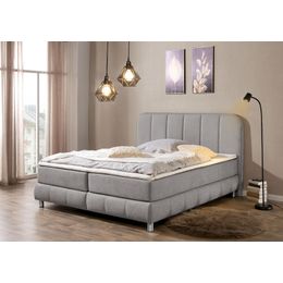 Boxbett Home Affaire "Abtenau inkl. Topper", grau, B:167cm L:207cm, Komplettbetten, Boxbett, inkl. Topper