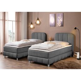 Boxbett Home Affaire "Abtenau inkl. Topper", anthrazit, B:107cm L:207cm, Komplettbetten, Boxbett, inkl. Topper