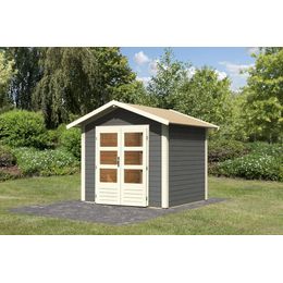 Gartenhaus Karibu "Talkau 3 aus lackiertem Fichtenholz", grau (terragrau), ohne Fu&szlig;boden, ohne Dacheindeckung, Holzwerkstoff, Gartenh&auml;user, Gartenhaus, Grundfl&auml;che: 8,4m&sup2;, Made in Germany