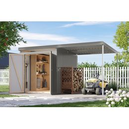 Ger&auml;tehaus Karibu "Argonium 2 SET mit Anbaudach", graualuminium, Ger&auml;teh&auml;user, Metall, Made in Germany