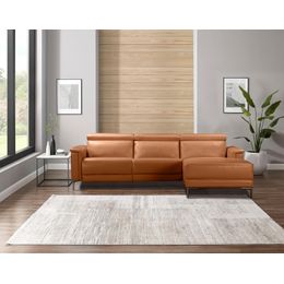 Ecksofa OTTO HOME "LUND, L-Form, 261cm, man. o. elektr. Relaxfunktion (mit USB-A)", braun (cognac), B:261cm H:97cm T:179cm, Kunstleder 100% Polyurethan, Sofas, Ecksofa, und Kopfteilverstellung
