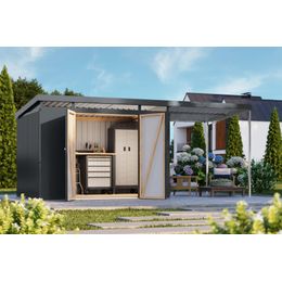 Ger&auml;tehaus Karibu "Argonium 3 SET mit Anbaudach", anthrazit, Ger&auml;teh&auml;user, Metall, Made in Germany