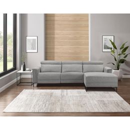 Ecksofa OTTO HOME "LUND, L-Form, 261cm, man. o. elektr. Relaxfunktion (mit USB-A)", grau (hellgrau), B:261cm H:97cm T:179cm, Webstoff 100% Polyester, Sofas, Ecksofa, und Kopfteilverstellung