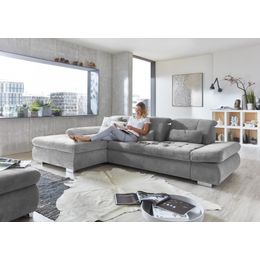 Ecksofa DIE PLANBAR "MP-IN17004 L-Form, Breite 331 cm, wahlweise weitere Funktionen", silber, B:331cm H:84cm T:124cm, 100% Polyester, Sofas, Ecksofa, Federkern-Polsterung, inkl. Sitztiefenverstellung