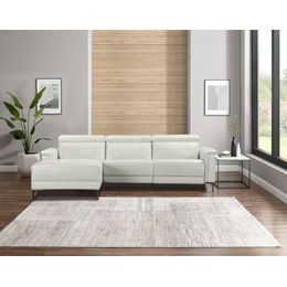 Ecksofa OTTO HOME "LUND, L-Form, 261cm, man. o. elektr. Relaxfunktion (mit USB-A)", beige (creme), B:261cm H:97cm T:179cm, Kunstleder 100% Polyurethan, Sofas, Ecksofa, und Kopfteilverstellung