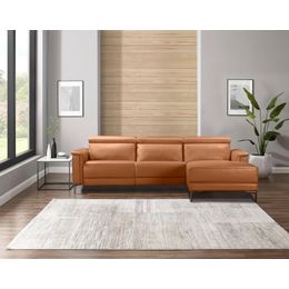Ecksofa OTTO HOME "LUND, L-Form, 261cm, man. o. elektr. Relaxfunktion (mit USB-A)", braun (cognac), B:261cm H:97cm T:179cm, Echtleder 100% Echtleder;Kunstleder 100% Polyurethan, Sofas, Ecksofa, und Kopfteilverstellung