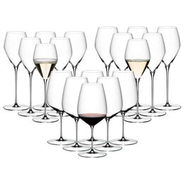 Weinglas "Wein- und Sektgl&auml;ser Veloce 18er Set transparent", bunt (transparent), B:2cm H:2cm, Glas, RIEDEL THE WINE GLASS COMPANY, Trinkgef&auml;&szlig;e, Weinglas, Sp&uuml;lmaschinengeeignet