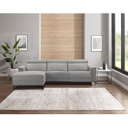 Ecksofa OTTO HOME "LUND, L-Form, 261cm, man. o. elektr. Relaxfunktion (mit USB-A)", grau (hellgrau), B:261cm H:97cm T:179cm, Webstoff 100% Polyester, Sofas, Ecksofa, und Kopfteilverstellung