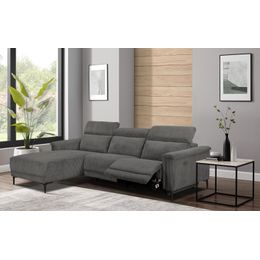 Ecksofa OTTO HOME "LUND Cord, L-Form, 261 cm, man. o. elektr. Relaxfunktion (mit USB-A)", grau (anthrazit), B:261cm H:97cm T:179cm, 100% Polyester, Sofas, Ecksofa, und Kopfteilverstellung