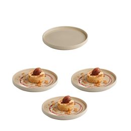 Teller APS "THE GRID", sand, B:23cm H:2,5cm L:23cm &Oslash;:23cm, Porzellan, Speiseteller, H: 2,5 cm, Porzellan, 3 St&uuml;ck