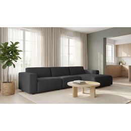 Ecksofa OTTO HOME "Naddine", anthrazit, B:318cm H:75cm T:156cm, 100% Polyester, Sofas, Ecksofa, B. 318 cm, L-Form, Strukturstoff M&eacute;lange-Effekt, Wellenunterfederung