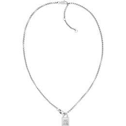 Kette mit Anh&auml;nger Tommy Hilfiger "AMERICAN ICON", bunt (edelstahlfarben, blau, wei&szlig;, rot), Halsketten, Damen, Edelstahl, L: 45,5 B: 2mm, teilweise mit Emaille, B:2mm