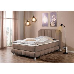 Boxbett Home Affaire "Abtenau inkl. Topper", hellbraun, B:147cm L:207cm, Komplettbetten, Boxbett, inkl. Topper