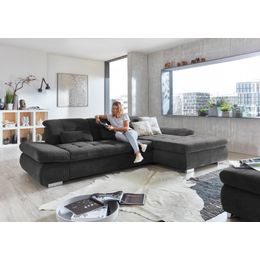 Ecksofa DIE PLANBAR "MP-IN17004 L-Form, Breite 331 cm, wahlweise weitere Funktionen", schwarz, B:331cm H:84cm T:124cm, 100% Polyester, Sofas, Ecksofa, Federkern-Polsterung, inkl. Sitztiefenverstellung