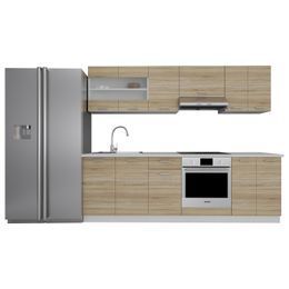 Esszimmer-Set Vcm "8-tlg Einbauk&uuml;che K&uuml;chenzeile 240 cm Esilo", braun (wei&szlig;, sonoma, eiche), B:240cm T:46cm, Obermaterial: 100% Holz Wood., Schr&auml;nke, Esszimmer-Set